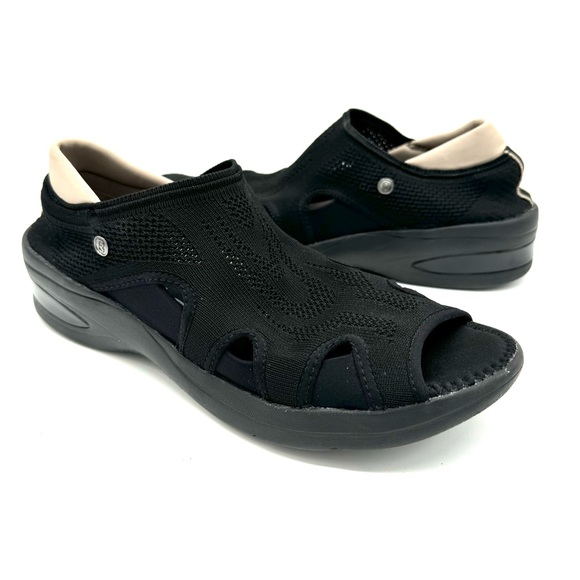 Bzees | Shoes | Bzees Womens Resort Black Knit Open Toe Walking Shoes ...